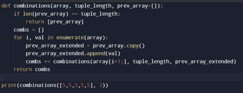 Solved Def Combinations Array Tuple Length Prev Array []