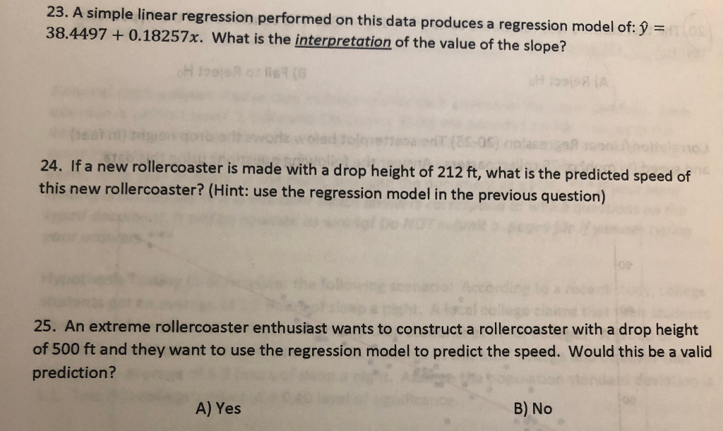 Solved Correlation/Linear Regression (20-25) The scatterplot | Chegg.com