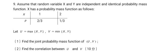 Solved Assume that random variable X and Y are independent | Chegg.com