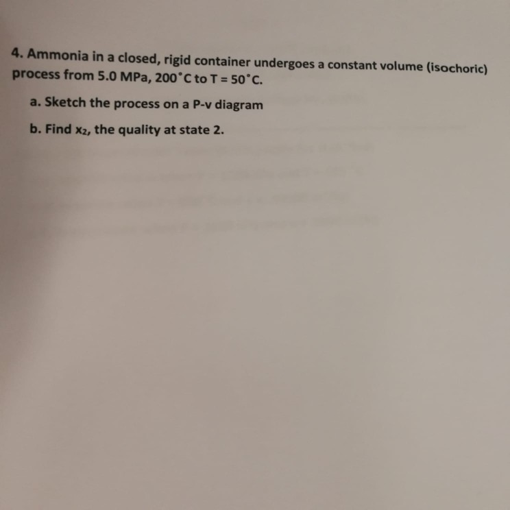 Solved 4.Ammonia in a closed, rigid container undergoes a | Chegg.com