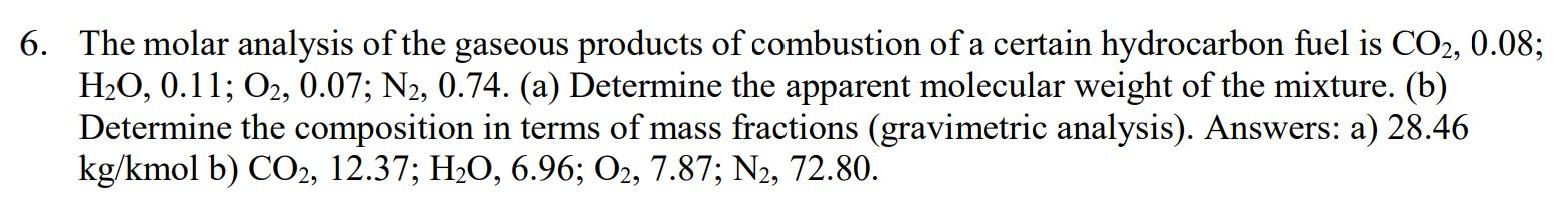 Solved 6. The molar analysis of the gaseous products of | Chegg.com