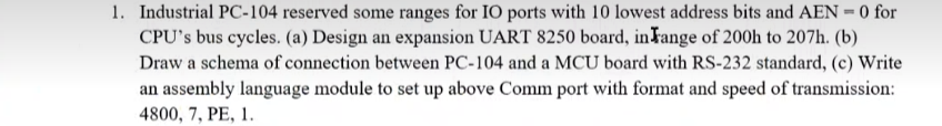 1. Industrial PC-104 reserved some ranges for 10 | Chegg.com