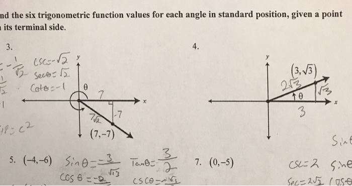 Solved nd the six trigonometric function values for each | Chegg.com