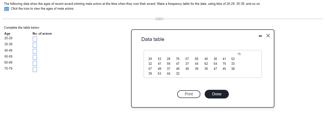 Solved The following data show the ages of recent | Chegg.com