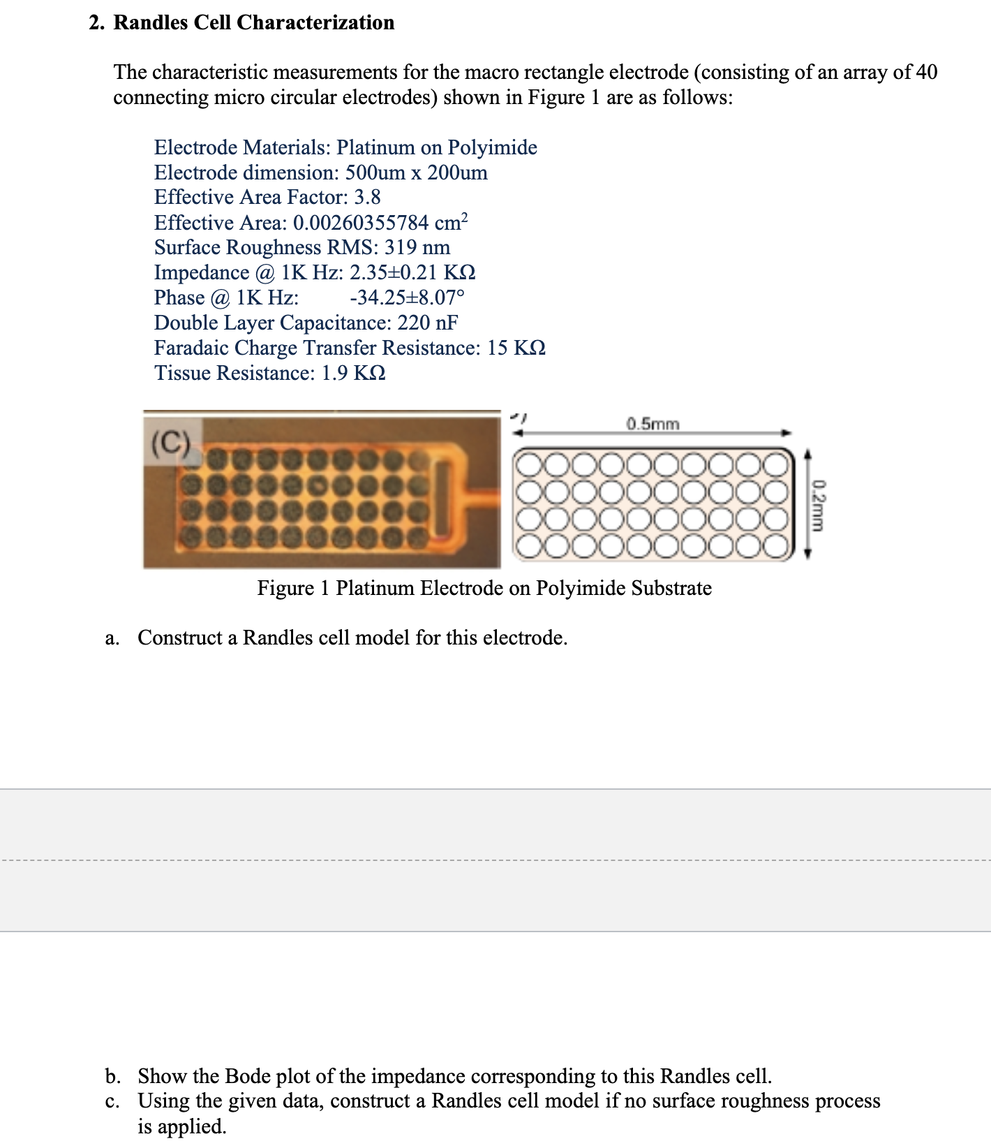 Solved 2. Randles Cell Characterization The characteristic | Chegg.com