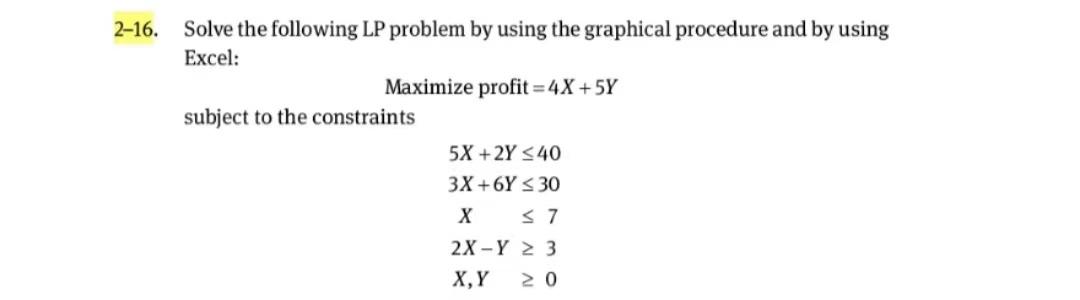 Solved -16. Solve the following LP problem by using the | Chegg.com