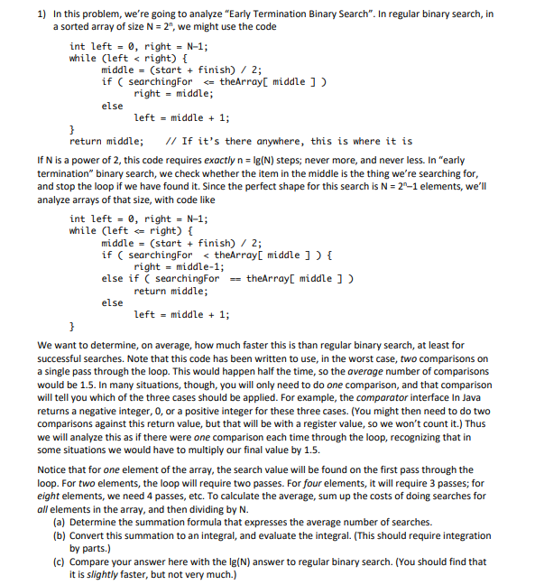 Solved 1) In this problem, we're going to analyze "Early | Chegg.com