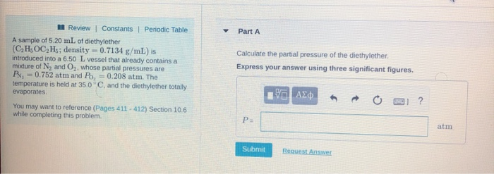 Solved I Review I Constants 1 Periodic Table PartA A sample | Chegg.com