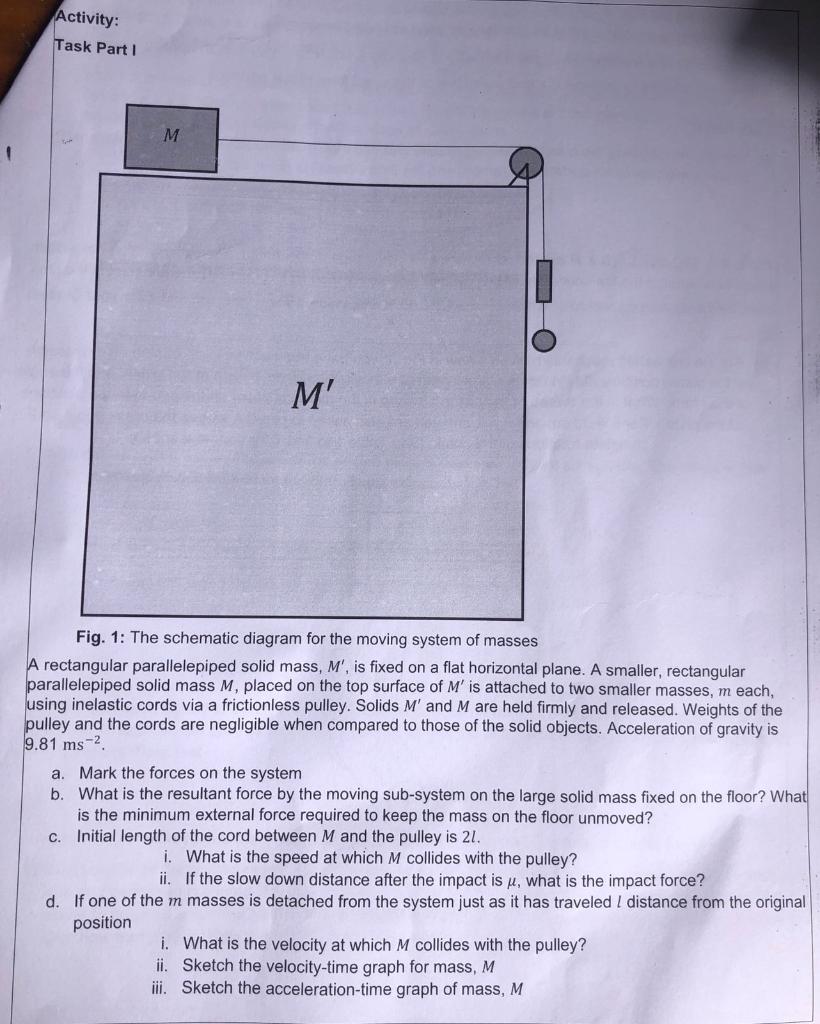 Solved Fig. 1: The schematic diagram for the moving system | Chegg.com