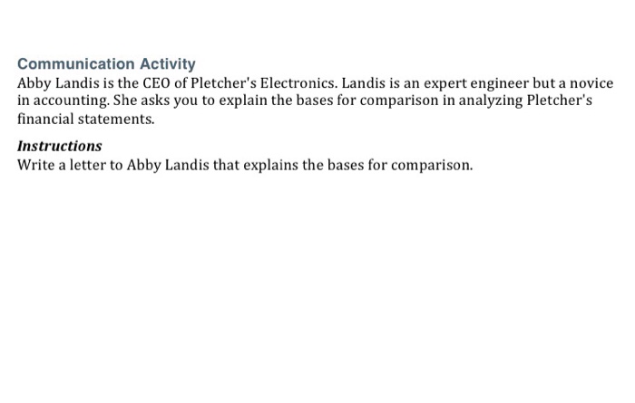 Solved Communication Activity Abby Landis is the CEO of | Chegg.com