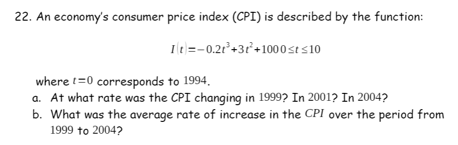 Solved 22. An economy's consumer price index (CPI) is | Chegg.com