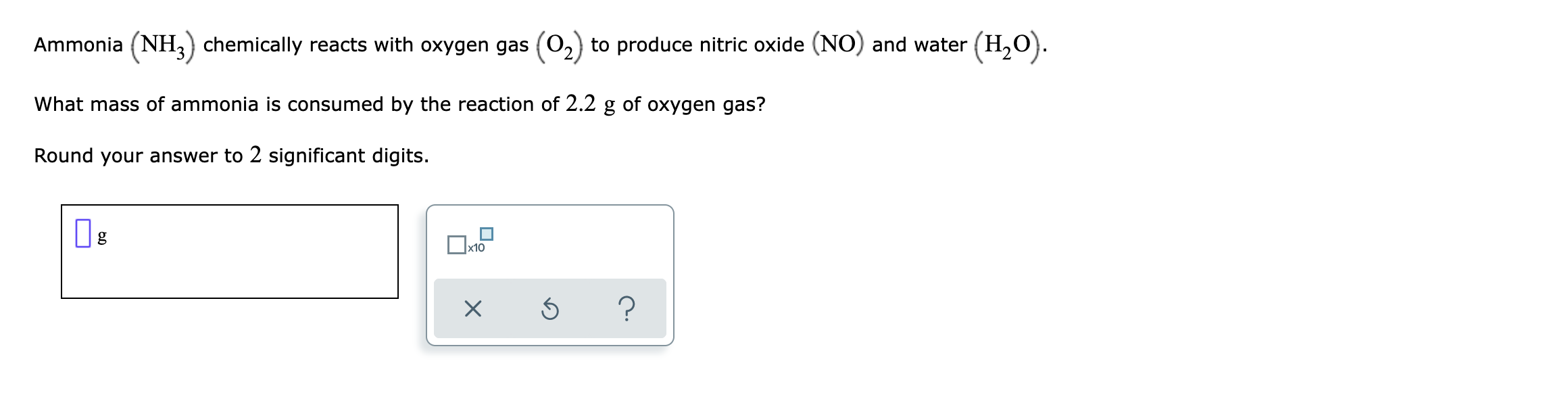 Solved Ammonia (NH3) chemically reacts with oxygen gas (02) | Chegg.com