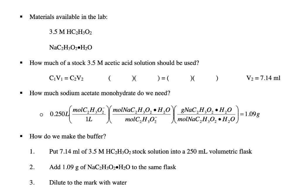 Solved - Prepare 250 mL of a buffer with a pH of 4.4 and an | Chegg.com