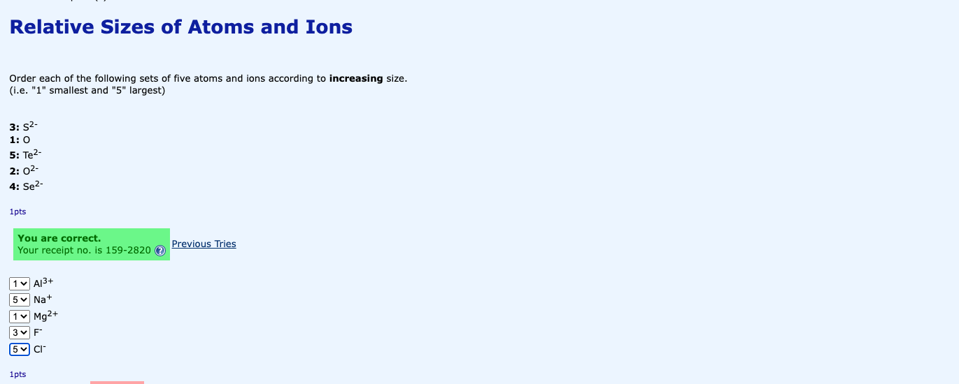 Solved Relative Sizes of Atoms and Ions Order each of the | Chegg.com
