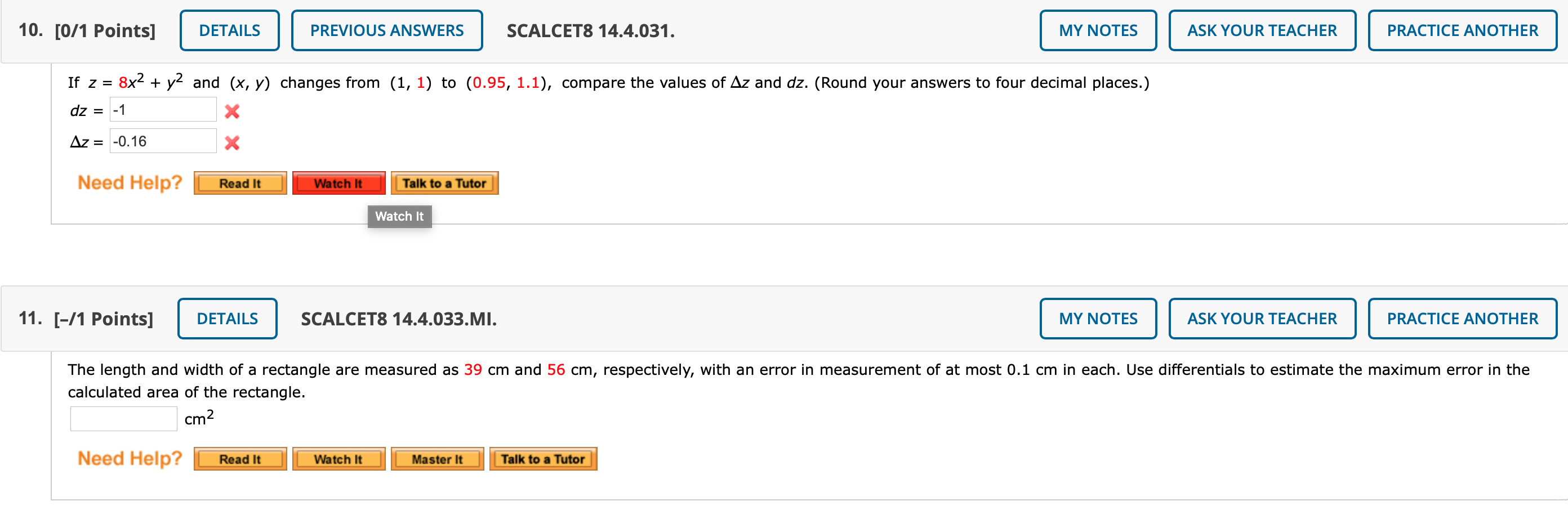 Solved 10. [0/1 Points] DETAILS PREVIOUS ANSWERS SCALCET8 | Chegg.com