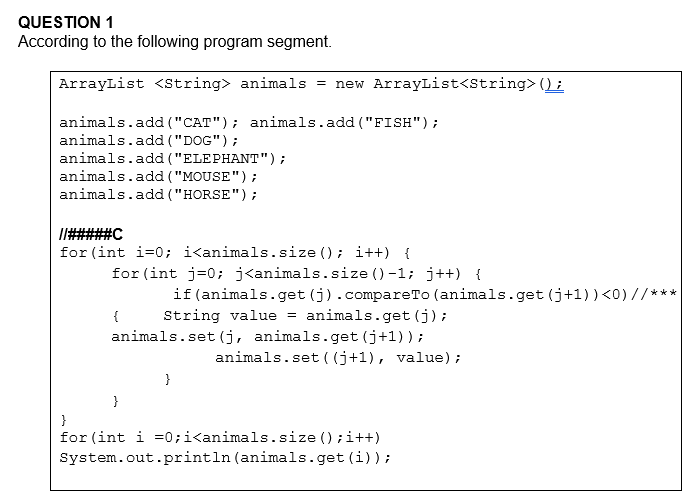 Solved QUESTION 1 According to the following program | Chegg.com