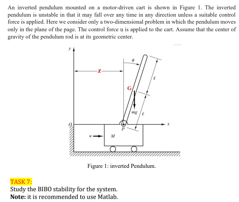 Solved An inverted pendulum mounted on a motor-driven cart | Chegg.com