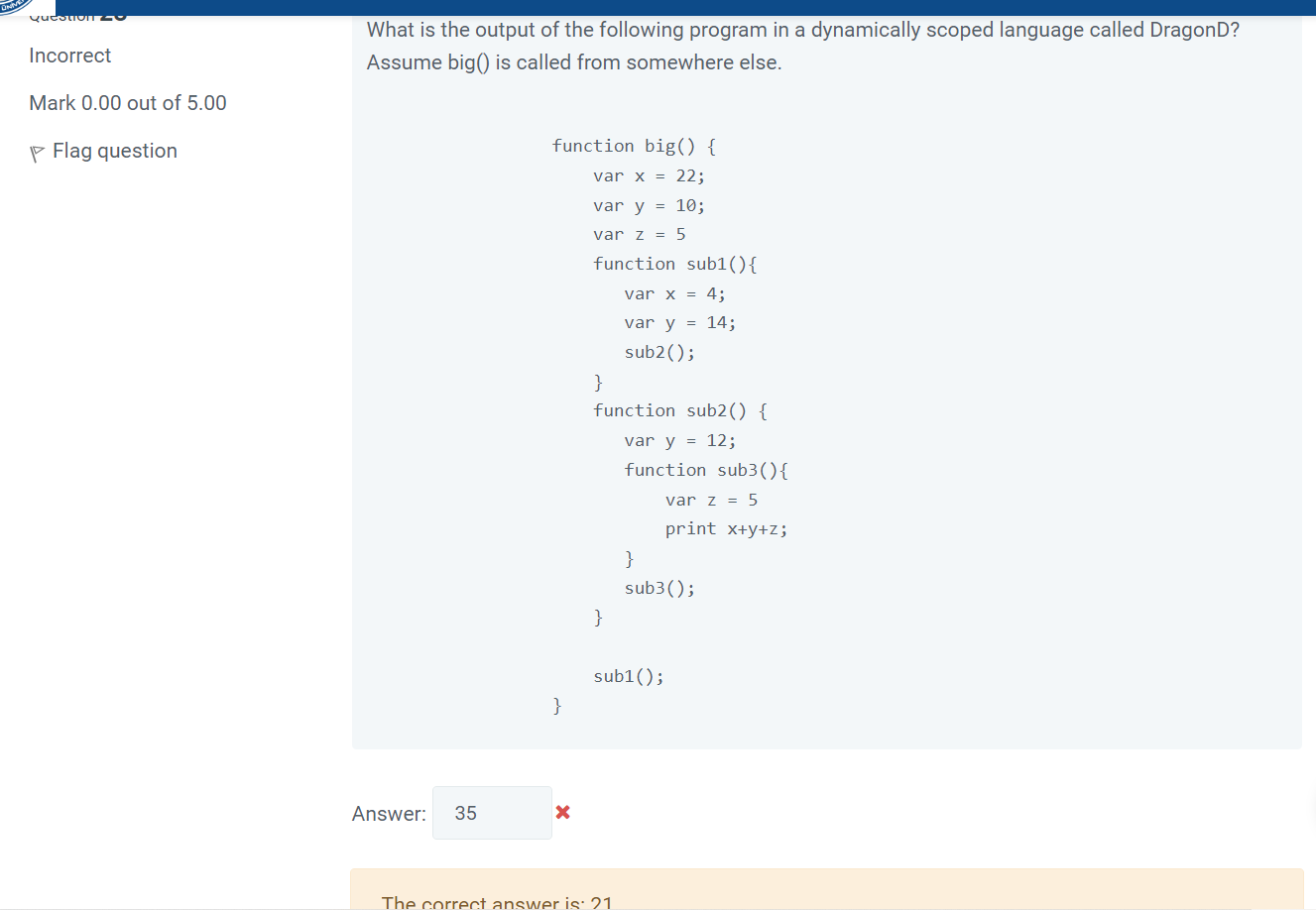 Solved What is the output of the following program in a | Chegg.com