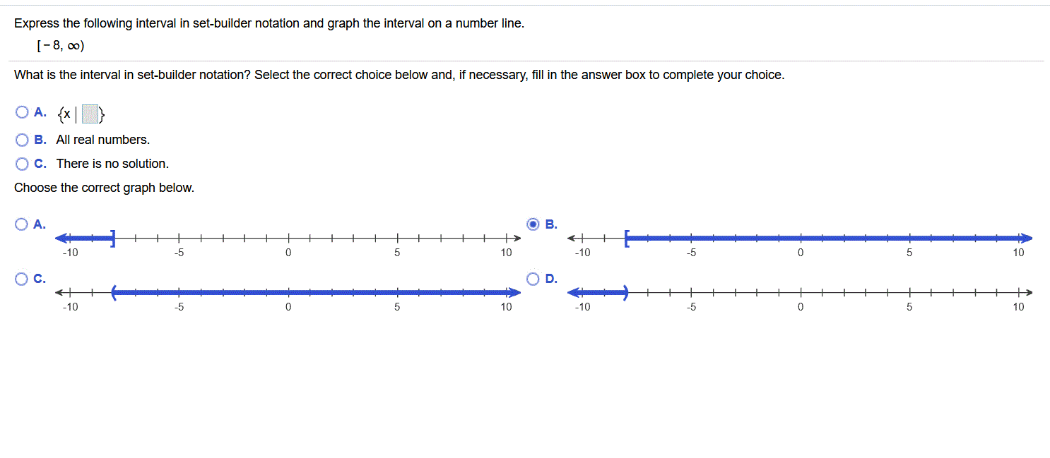 Solved Express The Following Interval In Set-builder