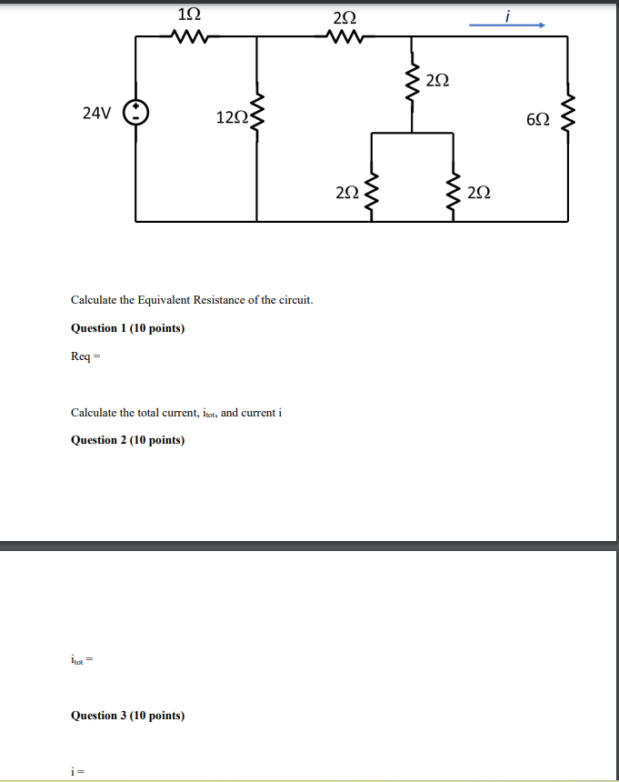 Solved Calculate the total current, itot , and current i | Chegg.com