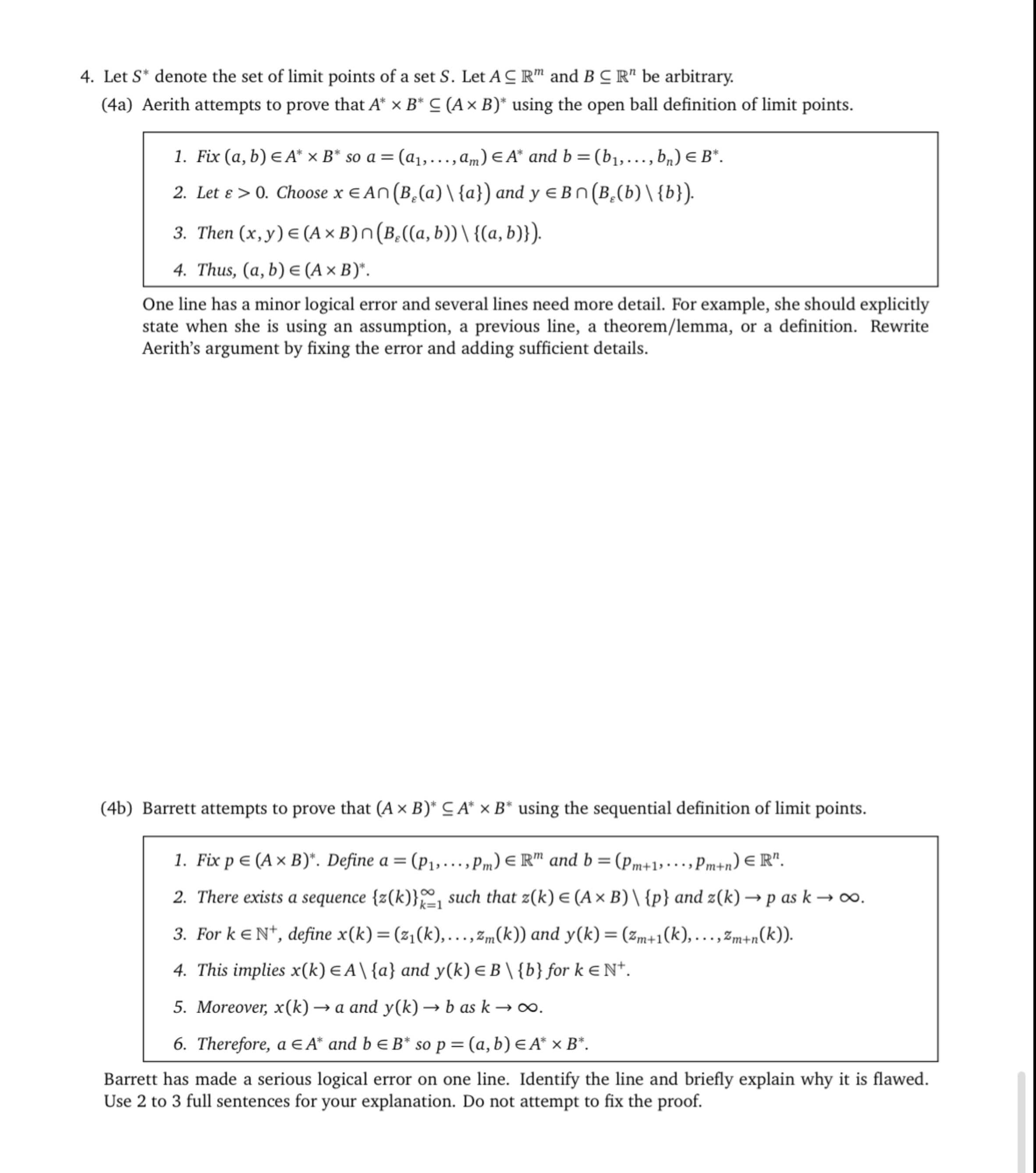 Solved Let S* ﻿denote the set of limit points of a set S. | Chegg.com