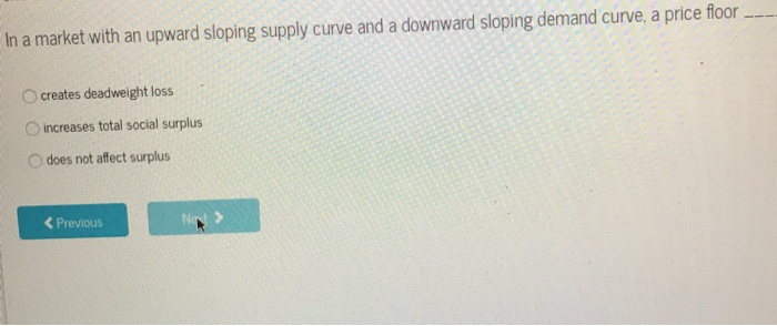 Solved In a market with an upward sloping supply curve and a | Chegg.com