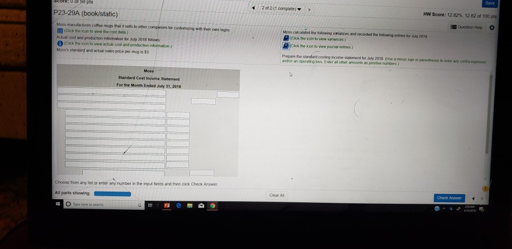 Solved re: 0 of 50 pts Save 2 of 2 (1 complete) 3-29A ( | Chegg.com