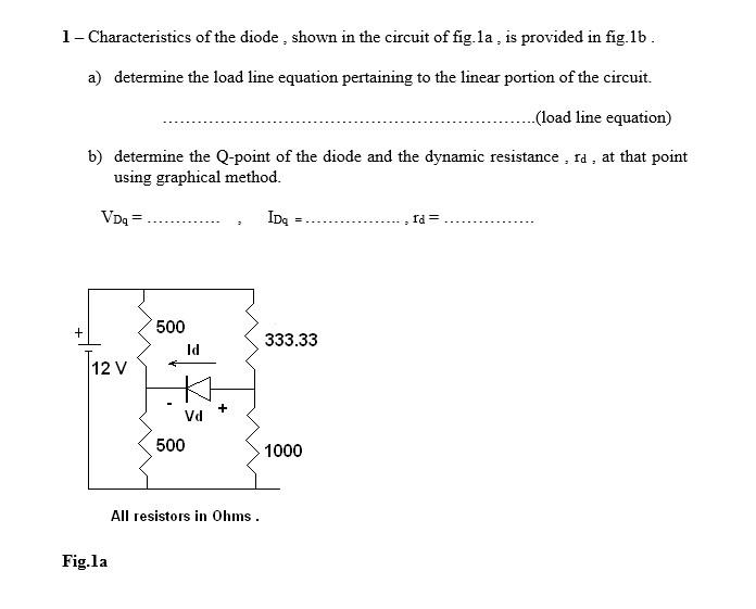 1 - Characteristics of the diode , shown in the | Chegg.com