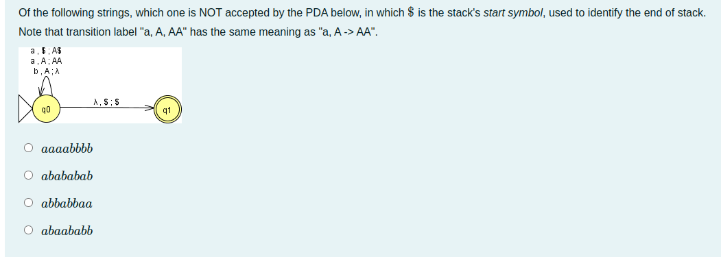 Solved Of the following strings, which one is NOT accepted | Chegg.com