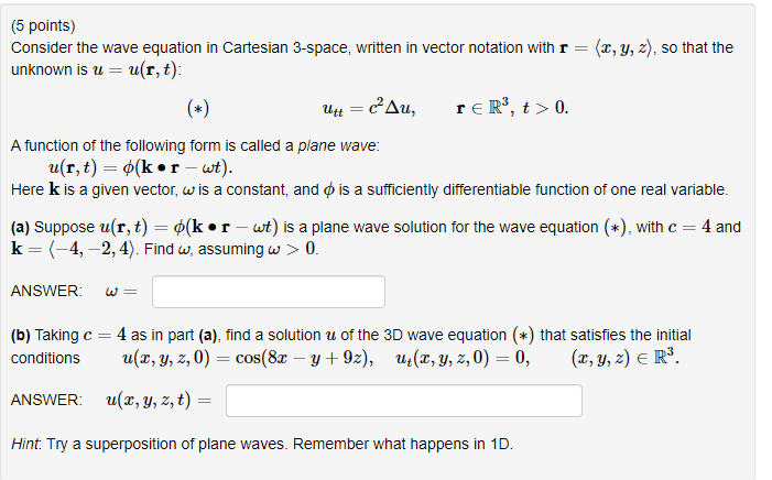 Solved (5 points) Consider the wave equation in Cartesian | Chegg.com