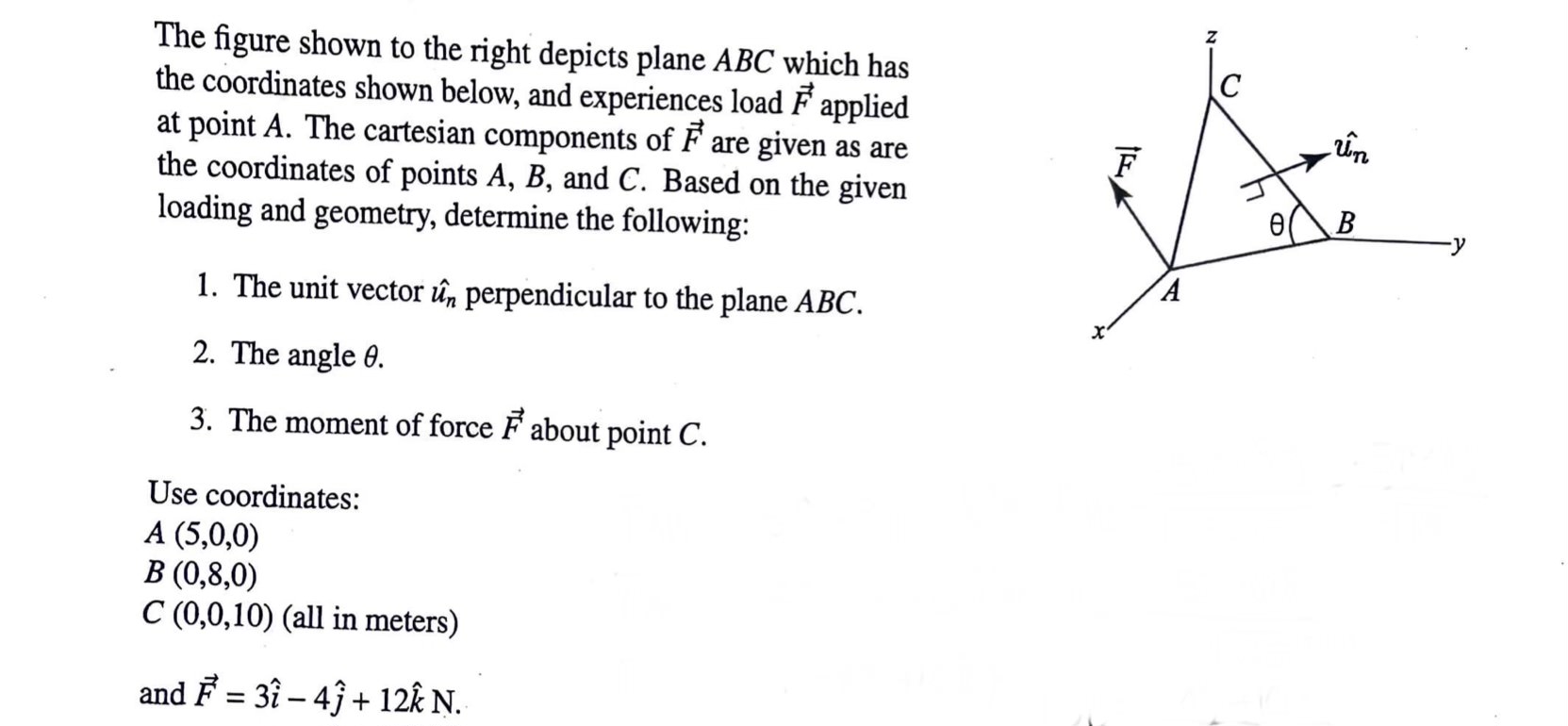 Solved The figure shown to the right depicts plane ABC which | Chegg.com