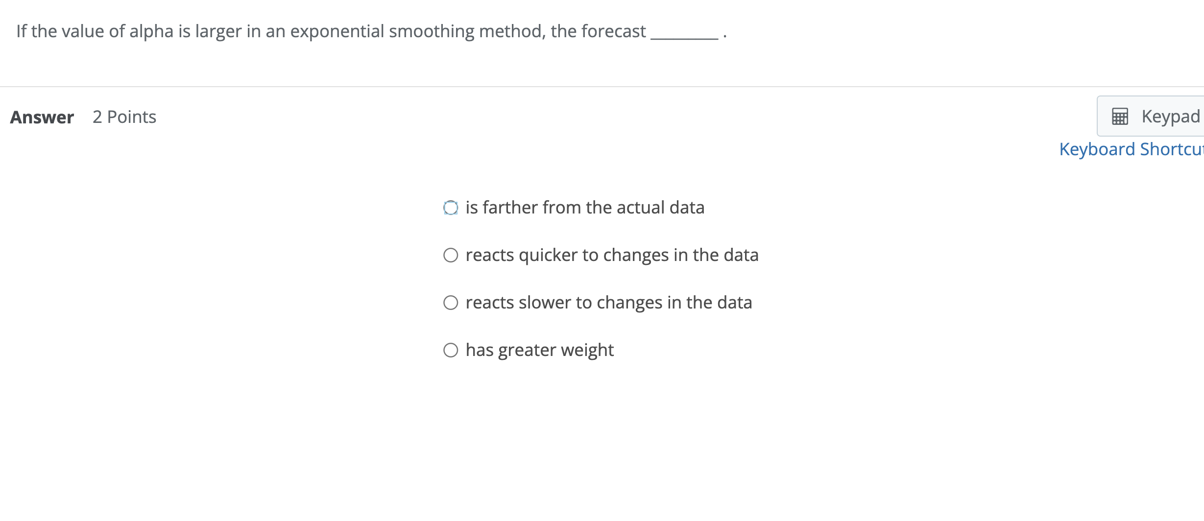 Solved If the value of alpha is larger in an exponential | Chegg.com