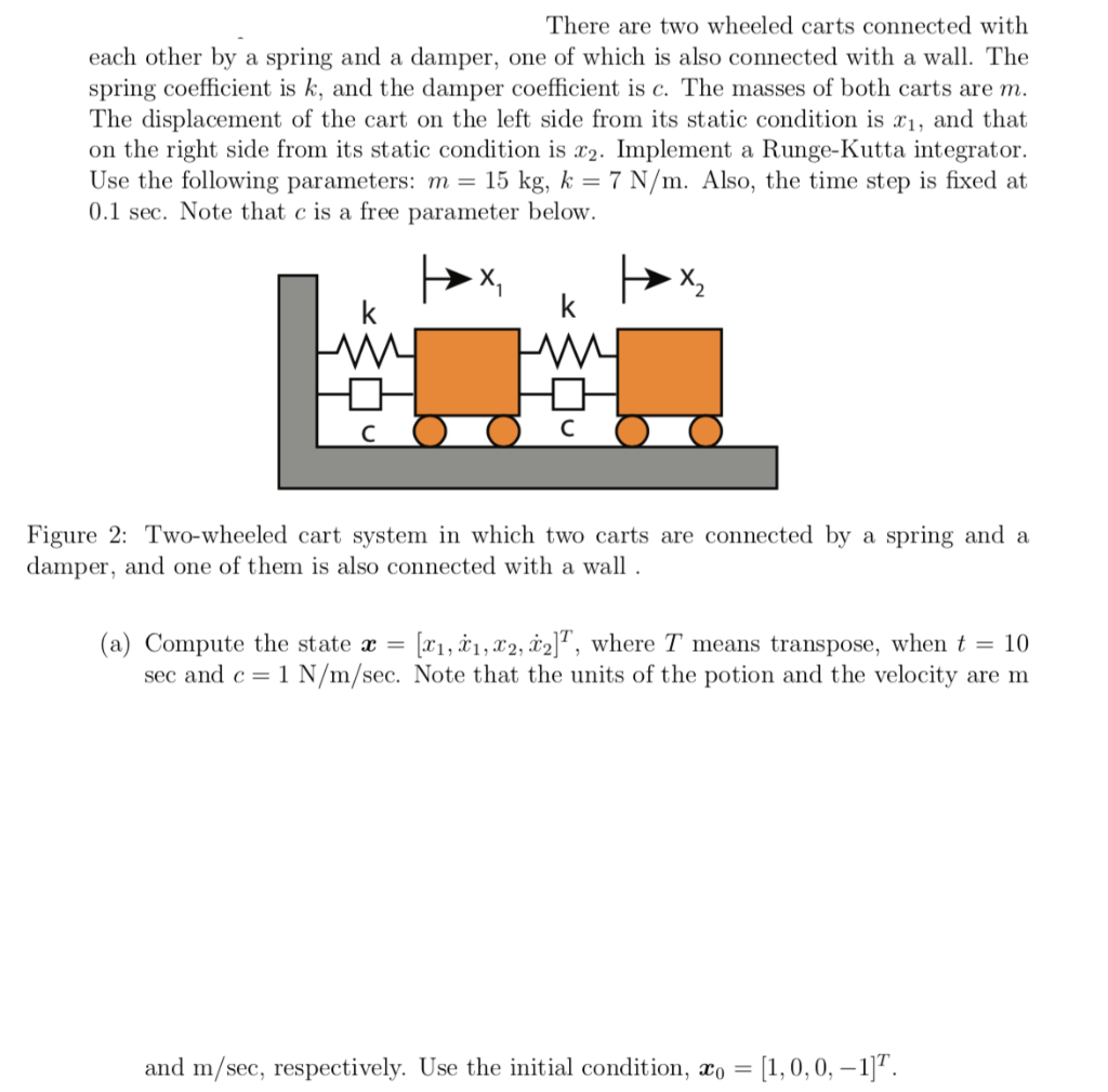 There are two wheeled carts connected with each other | Chegg.com