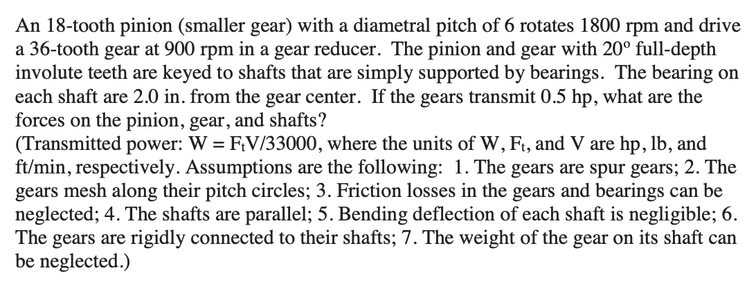 Solved An 18-tooth pinion (smaller gear) with a diametral | Chegg.com