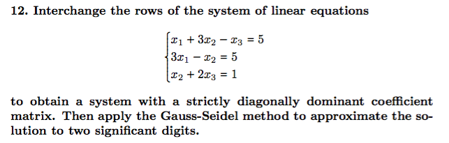 Solved 12. Interchange the rows of the system of linear | Chegg.com