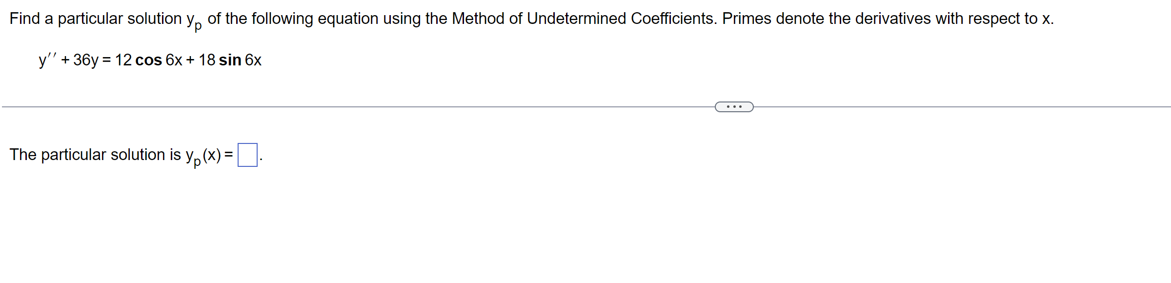 Solved Find a particular solution yp of the following | Chegg.com
