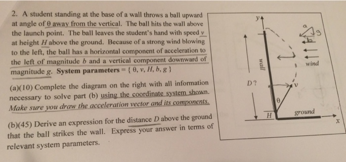 Solved 2. A student standing at the base of a wall throws a | Chegg.com