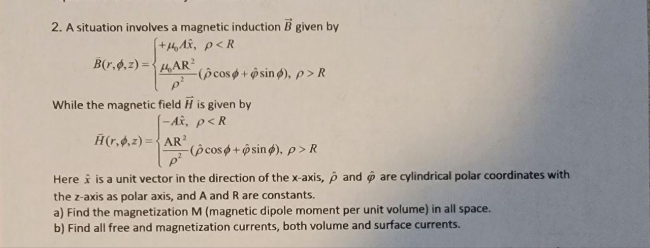 Solved 2. A situation involves a magnetic induction B given | Chegg.com