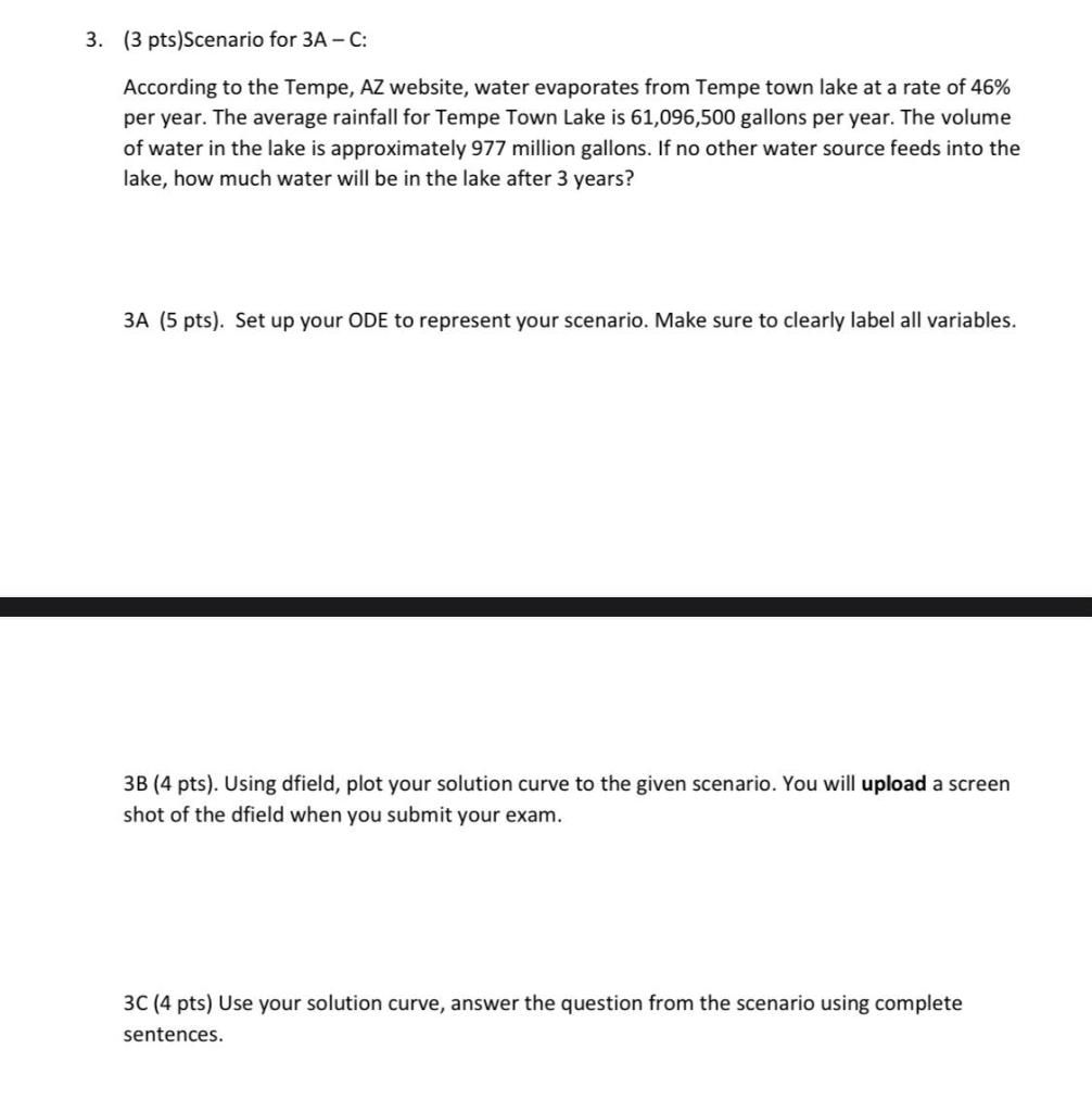 3. (3 pts)Scenario for 3A - C: According to the | Chegg.com