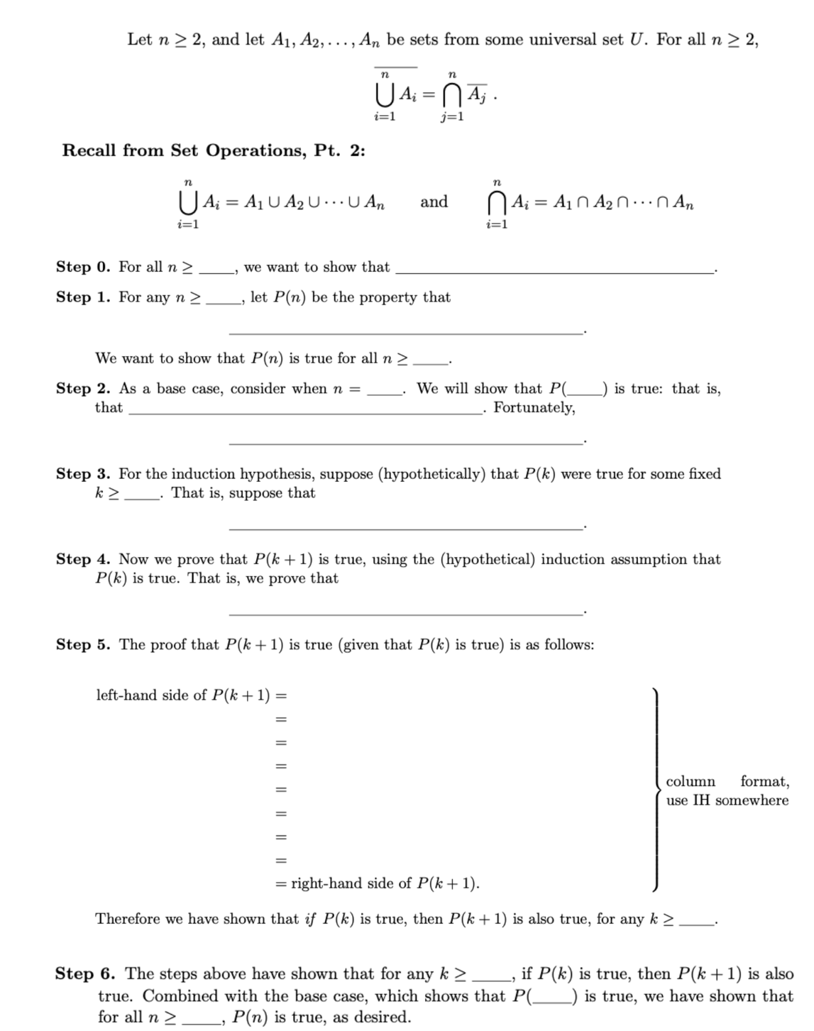 Solved Discrete mathematics. Fill in the missing from the | Chegg.com