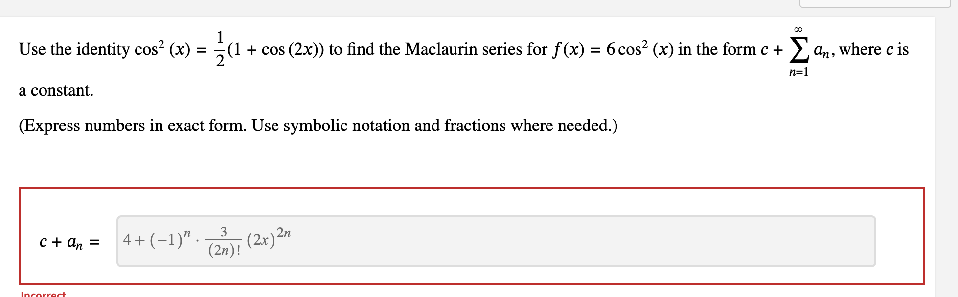 Solved Use the identity cos^2(x) = 1/2(1 + ﻿cos(2x)) ﻿to | Chegg.com