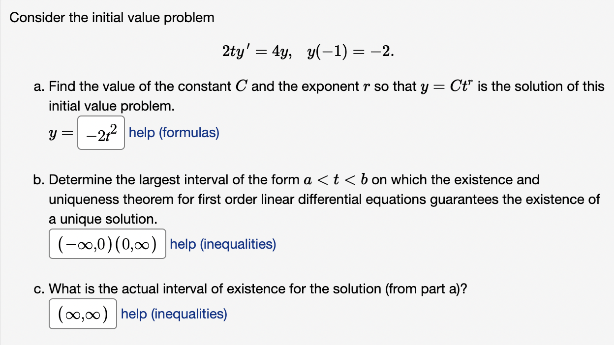Solved Consider the initial value problem 2ty′=4y,y(−1)=−2. | Chegg.com