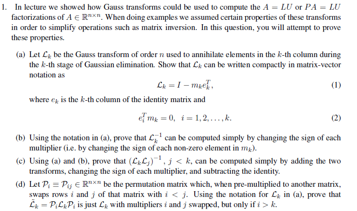 In lecture we showed how Gauss transforms could be | Chegg.com