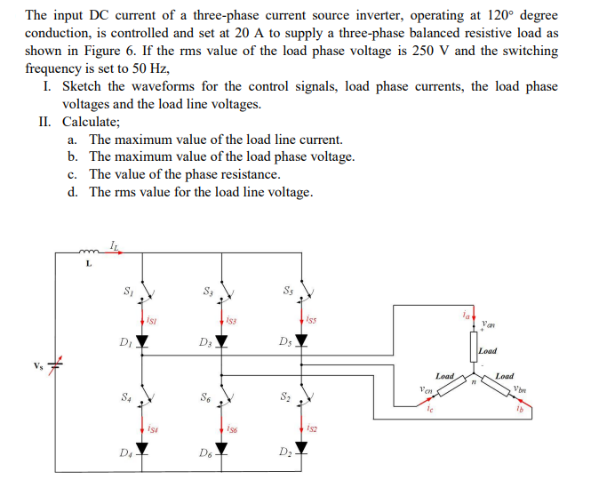 Solved The input DC current of a three-phase current source | Chegg.com