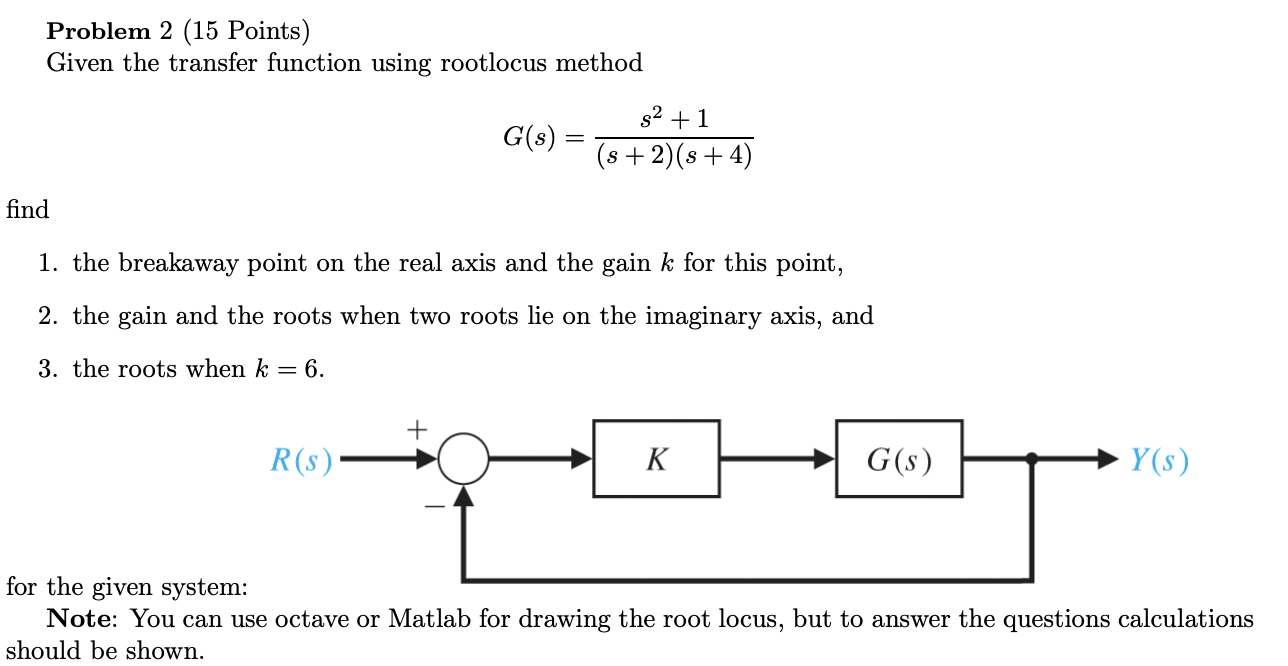 Solved Problem 2 (15 Points) Given the transfer function | Chegg.com