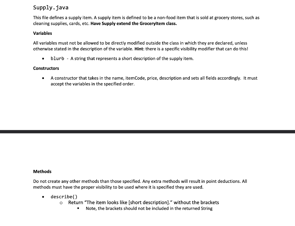 Solved Solution Description You will create one interface, | Chegg.com