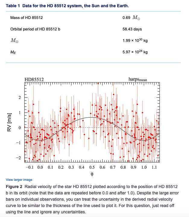 Solved b. HD 85512 b was discovered by means of very high | Chegg.com