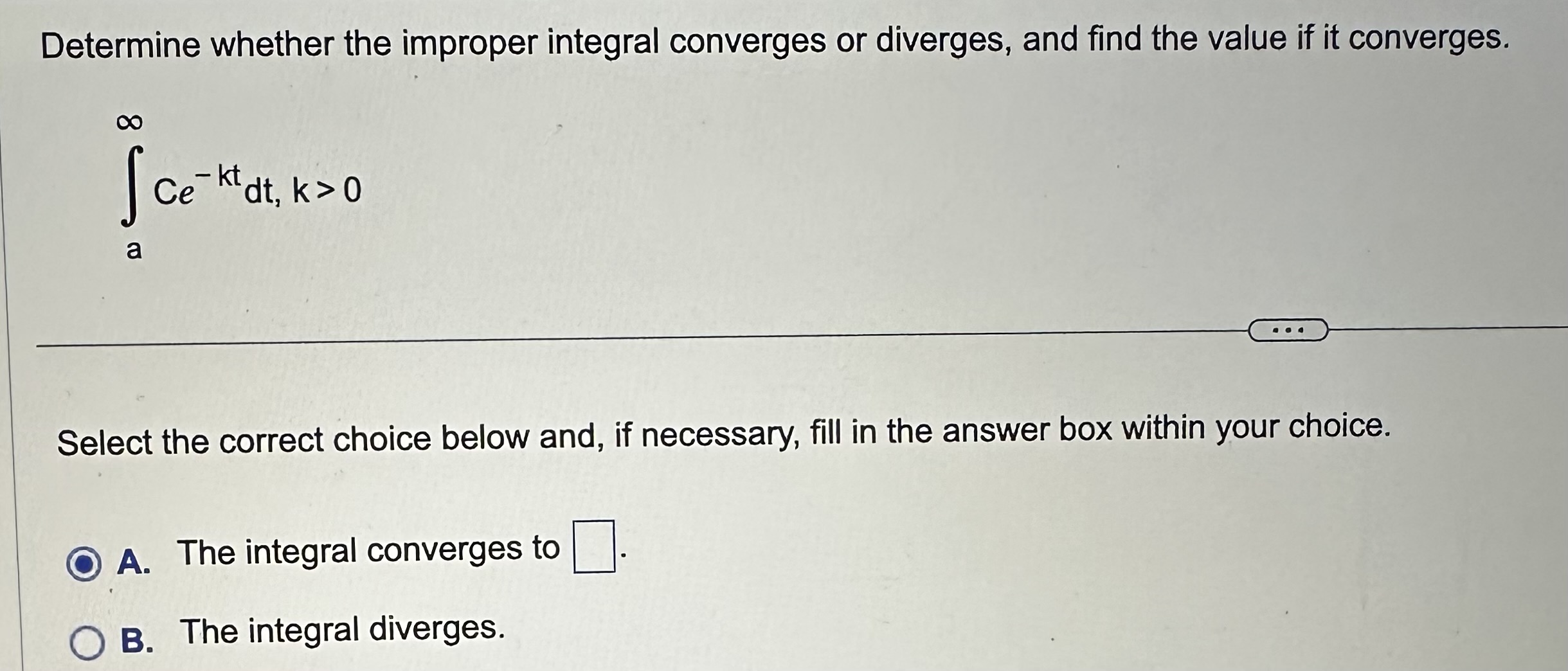 Solved Determine whether the improper integral converges or | Chegg.com