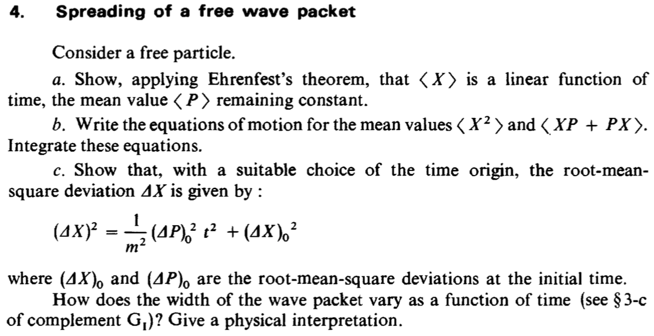 Solved 4. Spreading of a free wave packet Consider a free | Chegg.com