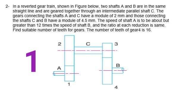 Solved 2- In a reverted gear train, shown in Figure below, | Chegg.com
